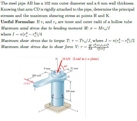 Solved The steel pipe AB has a 102 mm outer diameter and a 6 | Chegg.com