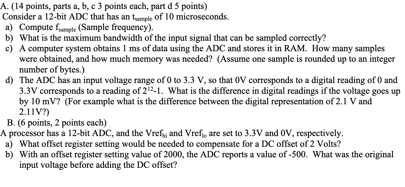 A. (14 points, parts a, b, c 3 points each, part d 5 | Chegg.com