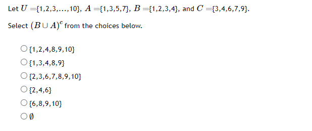 Solved Let U={1,2,3,…,10},A={1,3,5,7},B={1,2,3,4}, and | Chegg.com