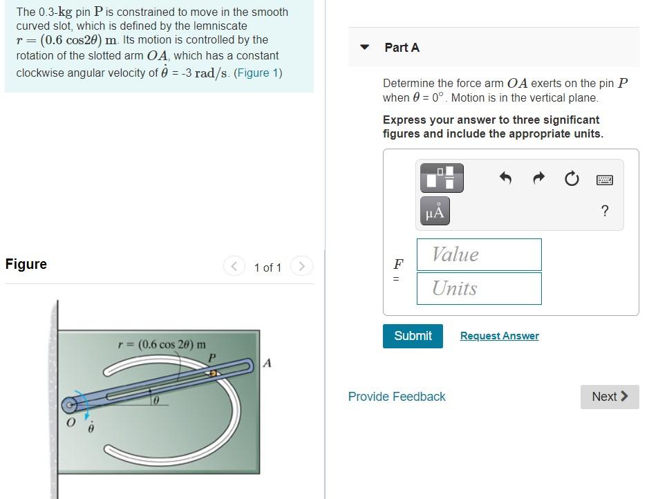 Solved The 0.3-kg pin Pis constrained to move in the smooth | Chegg.com