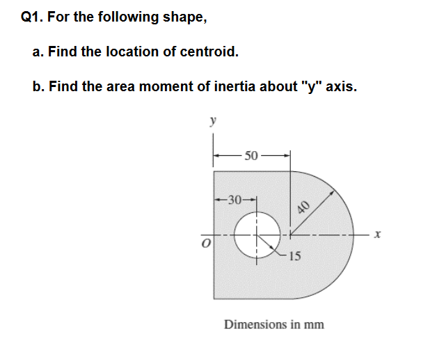 Solved Q1. For the following shape, a. Find the location of | Chegg.com