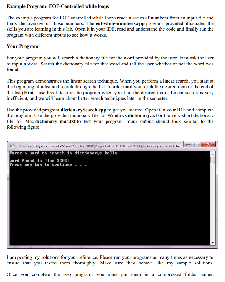 Solved Program 2: End of File (EOF)-controlled while Loops | Chegg.com