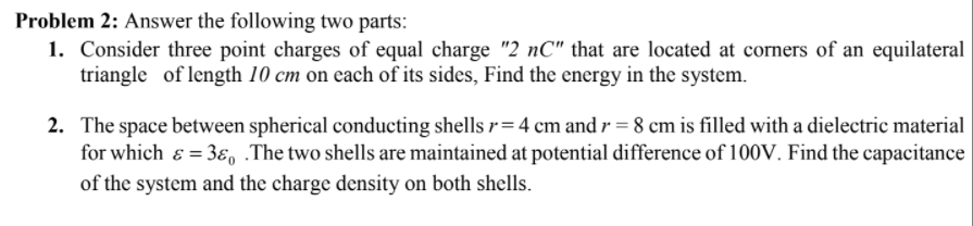 Solved Problem 2: Answer the following two parts: 1. | Chegg.com