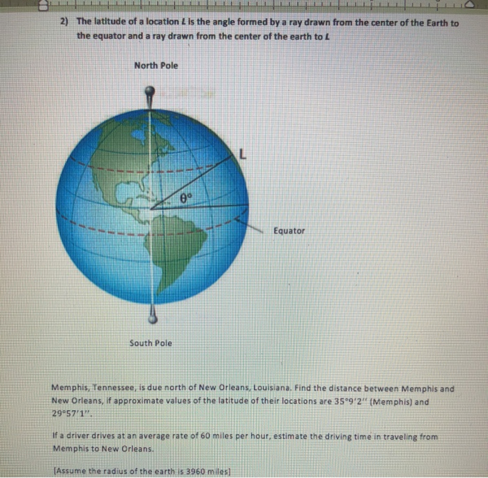 Solved 2) The latitude of a location L Is the angle formed | Chegg.com