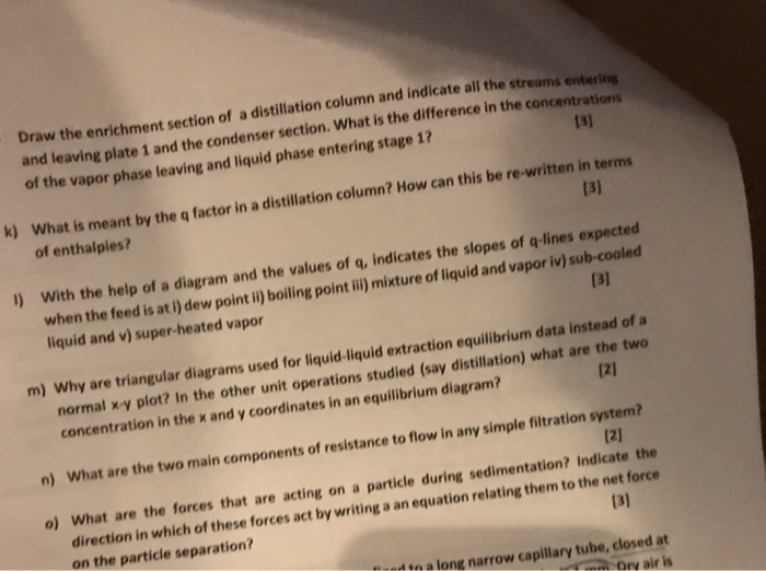 Solved Draw the enrichment section of a distillation column | Chegg.com