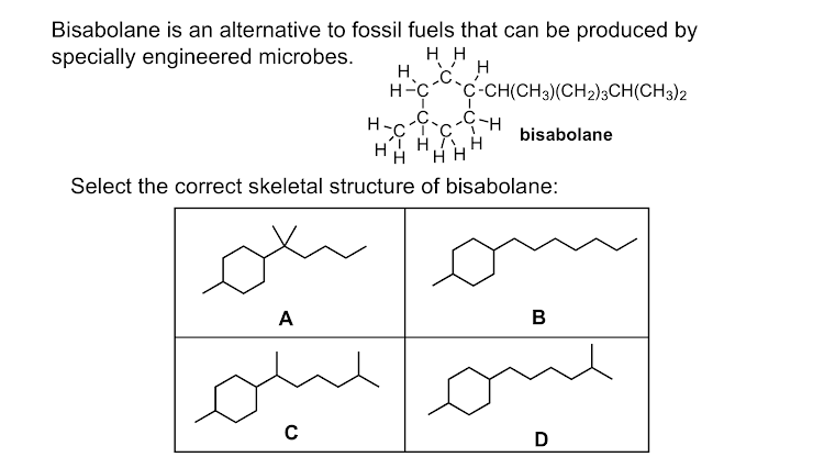 Solved Bisabolane is an alternative to fossil fuels that can | Chegg.com