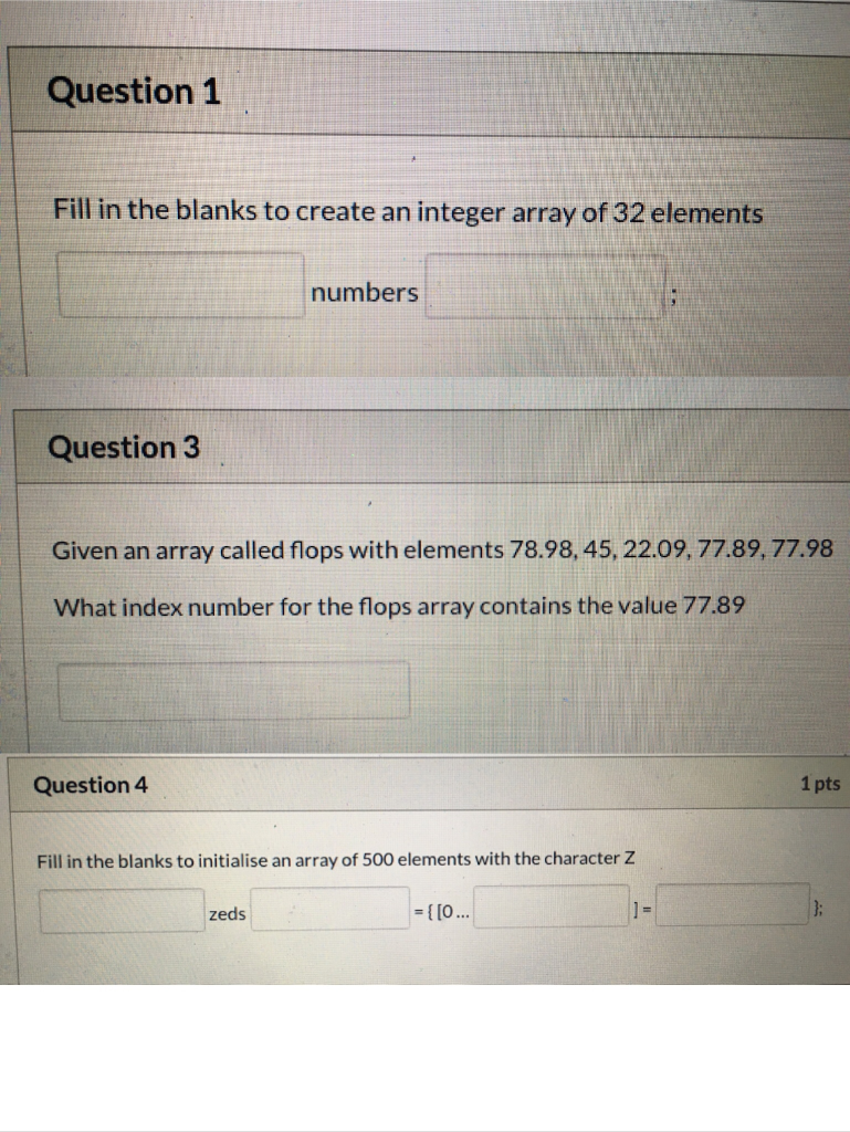 Solved Question 1 Fill in the blanks to create an integer | Chegg.com