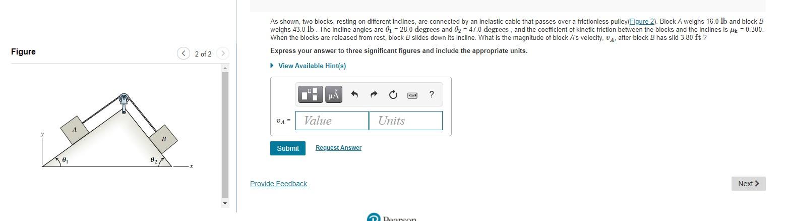 Solved As shown, two blocks, resting on different inclines, | Chegg.com