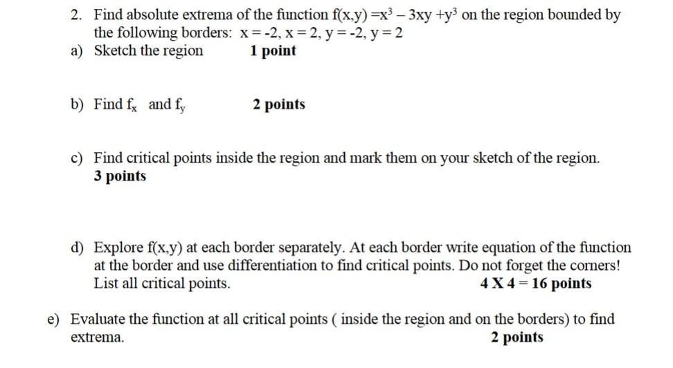 Solved 2. Find absolute extrema of the function | Chegg.com