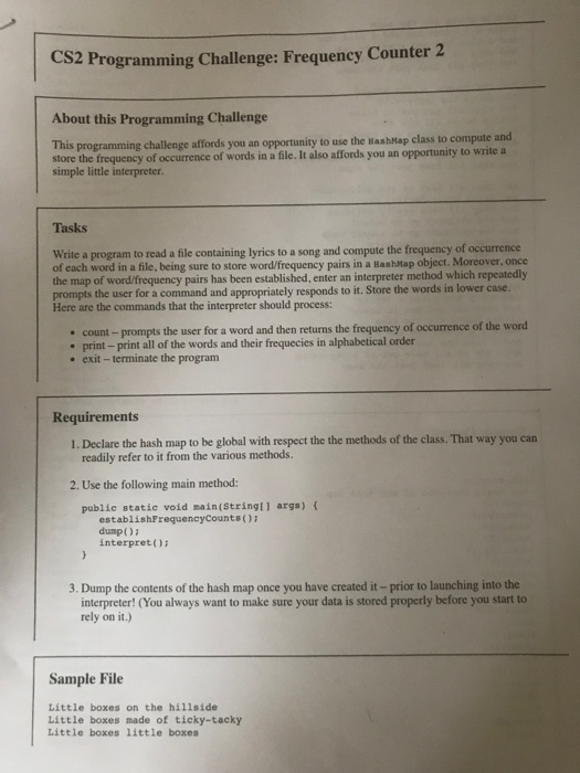 Solved Cs2 Programming Challenge Frequency Counter 2 About