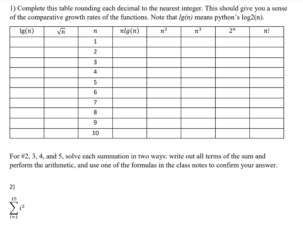 Solved 1) Complete this table rounding each decimal to the | Chegg.com