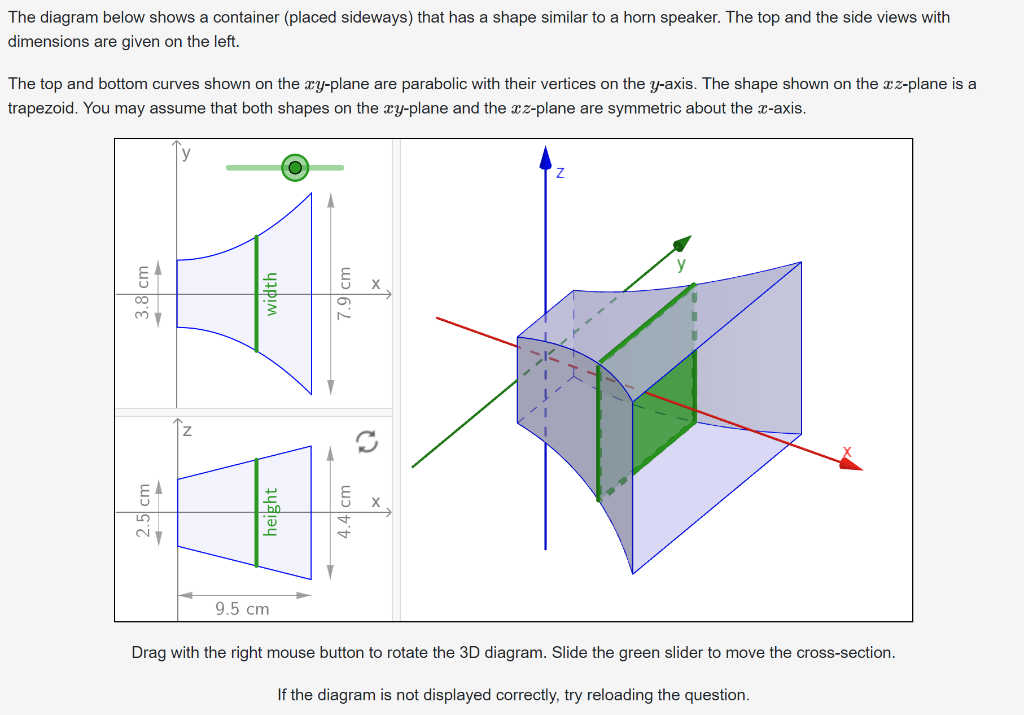 Solved The diagram below shows a container (placed sideways) | Chegg.com