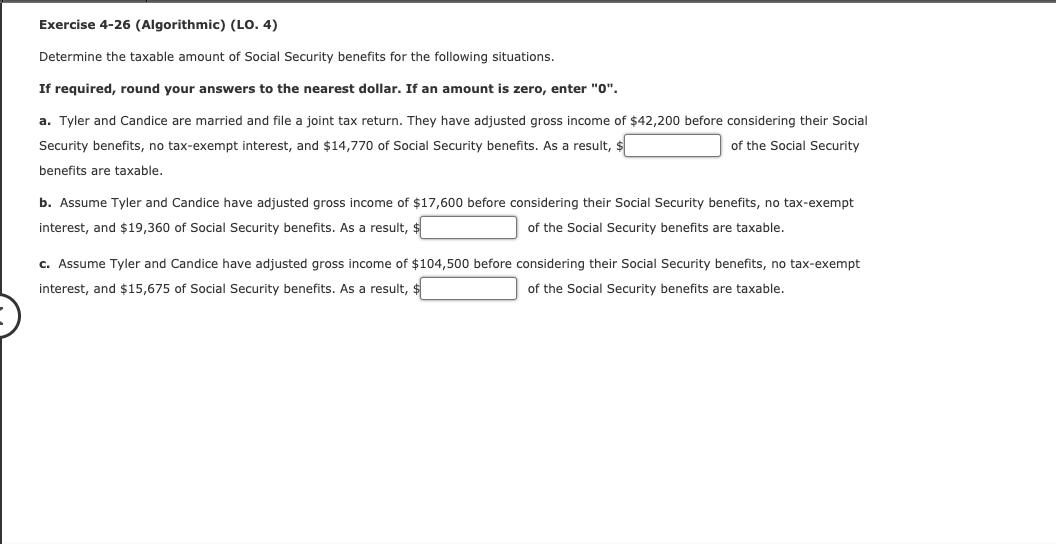 Solved Exercise 4-26 (Algorithmic) (LO. 4) Determine the | Chegg.com