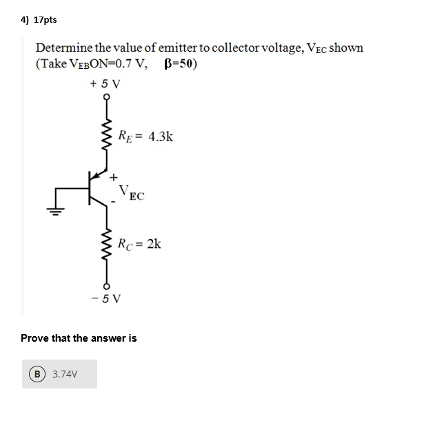 Solved Determine the value of emitter to collector voltage, | Chegg.com