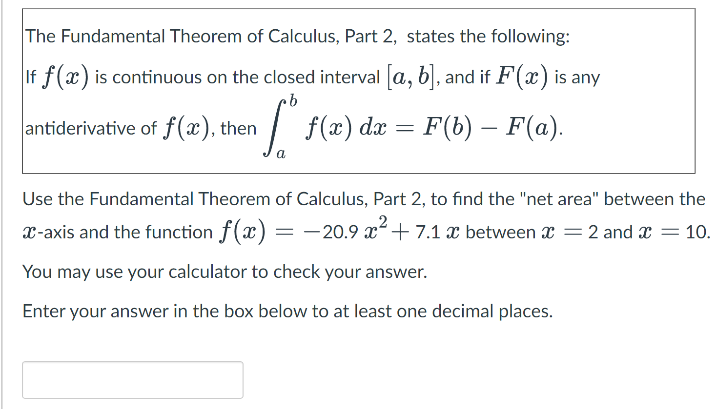 Solved The Fundamental Theorem of Calculus, Part 2, states | Chegg.com