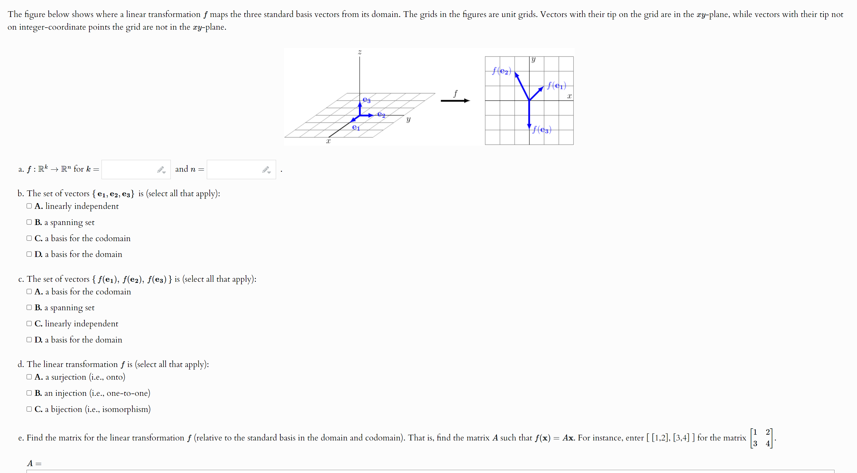 b. ﻿The set of vectors {e1,e2,e3} ﻿is (select all | Chegg.com