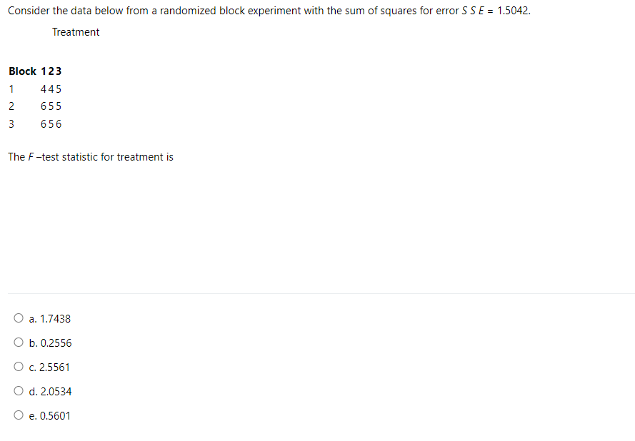 Solved Consider the data below from a randomized block | Chegg.com
