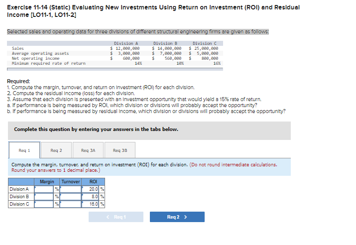 Solved Exercise 11-14 (Static) Evaluating New Investments | Chegg.com