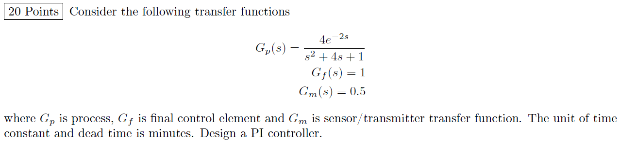 Solved Consider the following transfer functions | Chegg.com