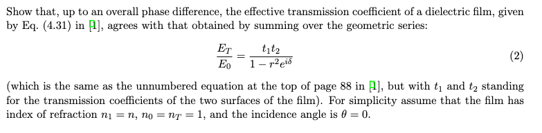Show that, up to an overall phase difference, the | Chegg.com