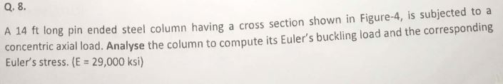 A 14ft long pin ended steel column having a cross | Chegg.com