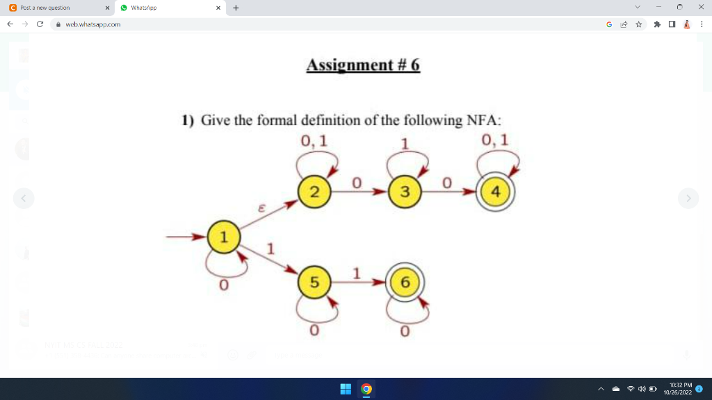 Solved Assignment # 6 1) Give the formal definition of the | Chegg.com