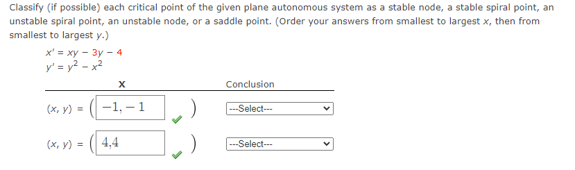 Solved Classify (if possible) each critical point of the | Chegg.com
