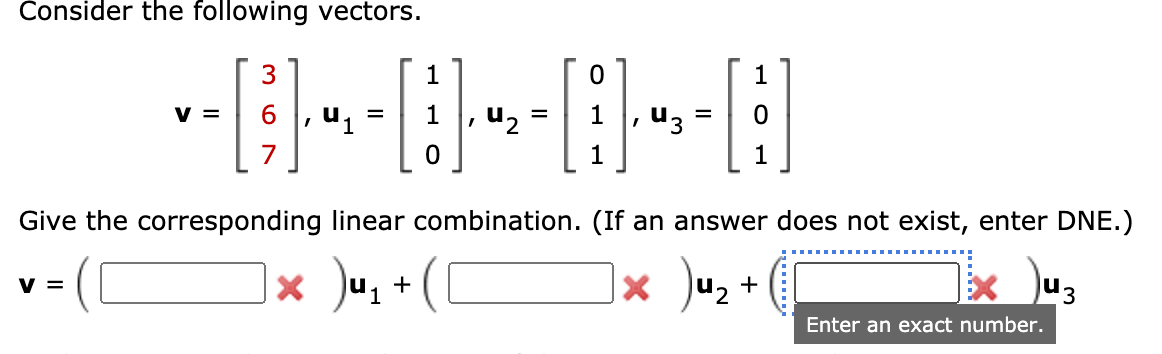 Solved Consider the following vectors. 1 0 1 --(3) u1 , u2 [ | Chegg.com