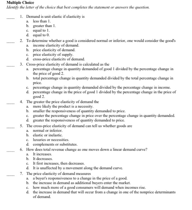 Solved Multiple Choice Identify the letter of the choice | Chegg.com