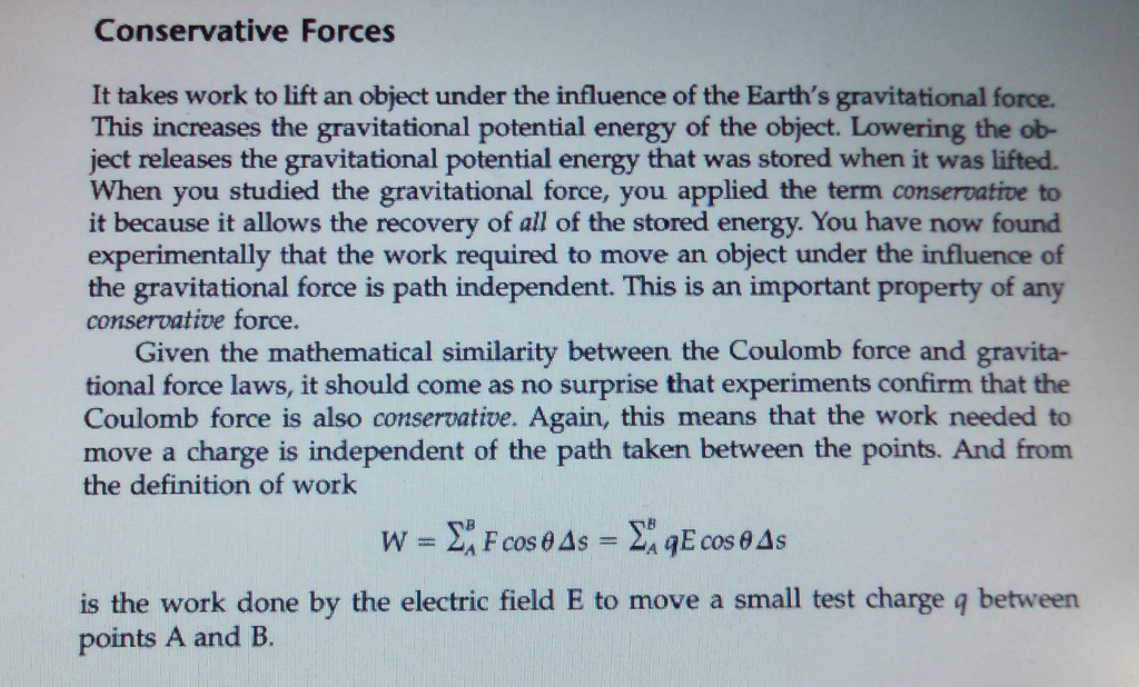 Solved Conservative Forces It takes work to lift an object | Chegg.com