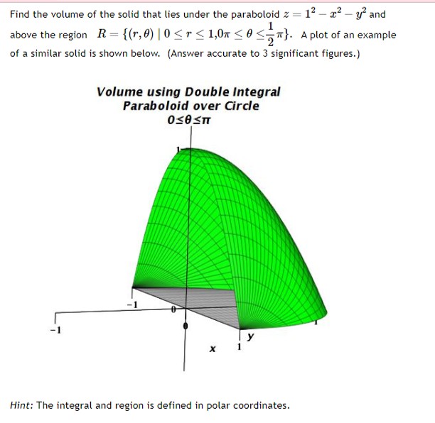 Solved Find the volume of the solid that lies under the | Chegg.com