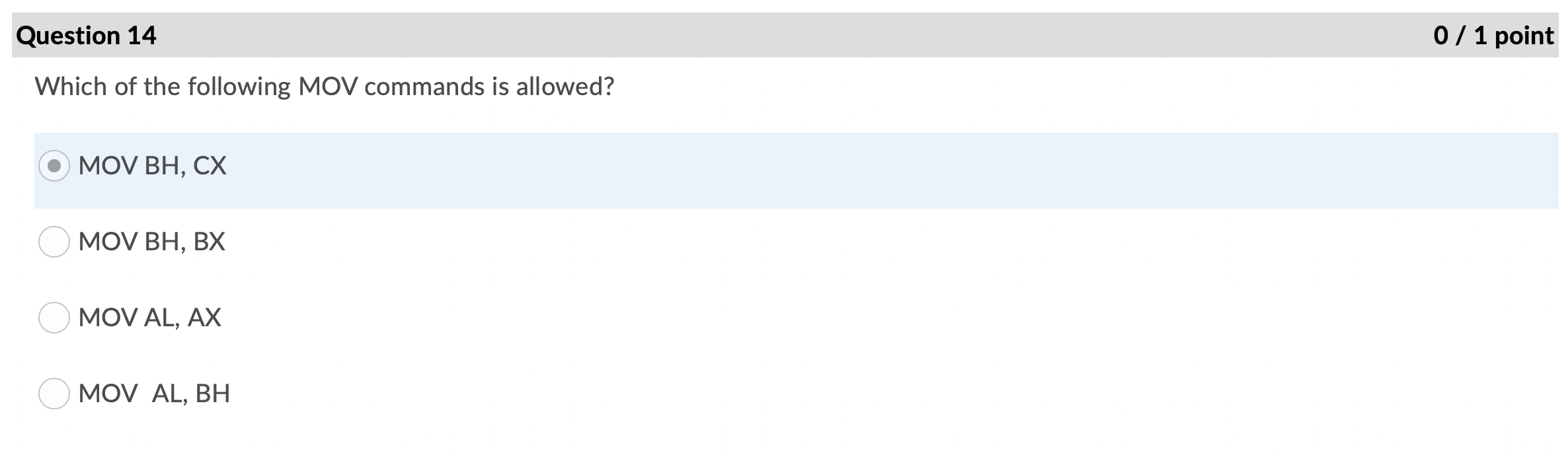 Solved What does the following code do? 1368:0106 B20A 1368 | Chegg.com
