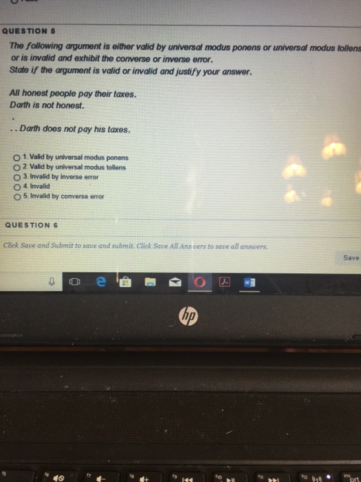 Solved QUESTION The following argument is either valid by | Chegg.com