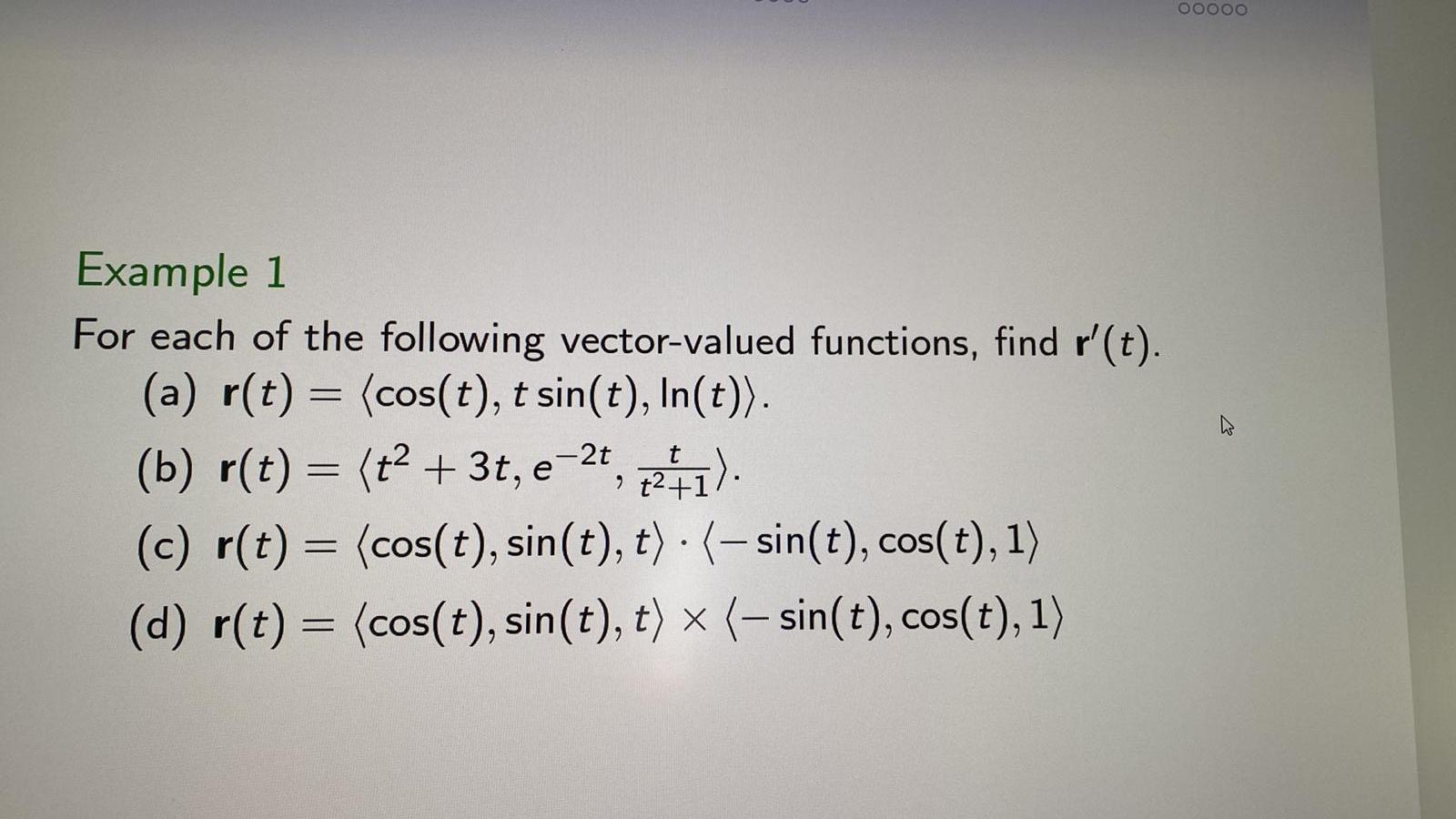 Solved Example 1 For each of the following vector-valued | Chegg.com