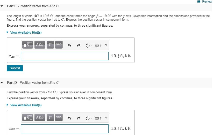 Solved Part A - Position vector from A to B Learning Goal: | Chegg.com