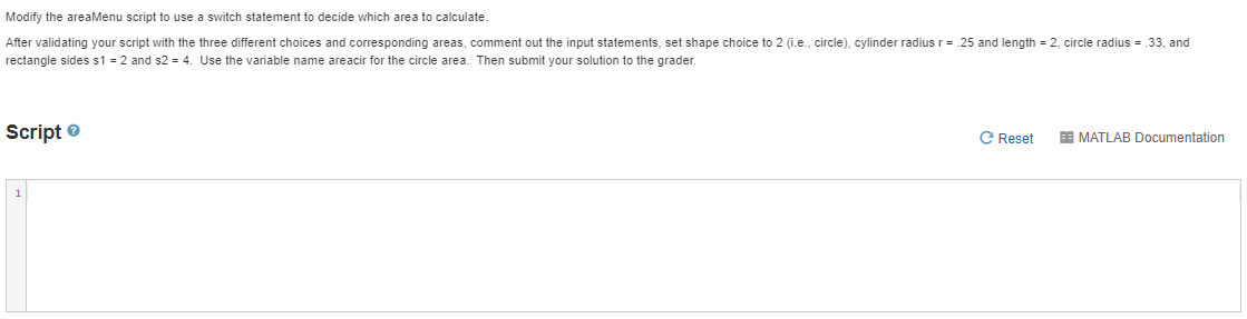 Solved Write a script areaMenu that will print a list | Chegg.com