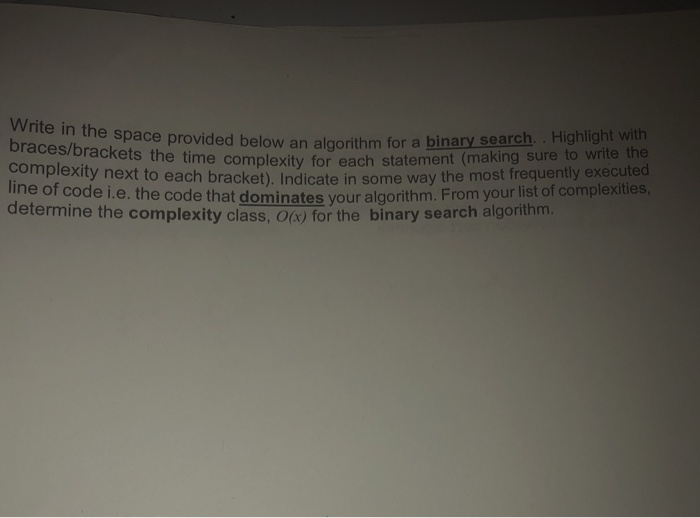 Solved Complexity Class of Algorithms 1. Write in the space | Chegg.com