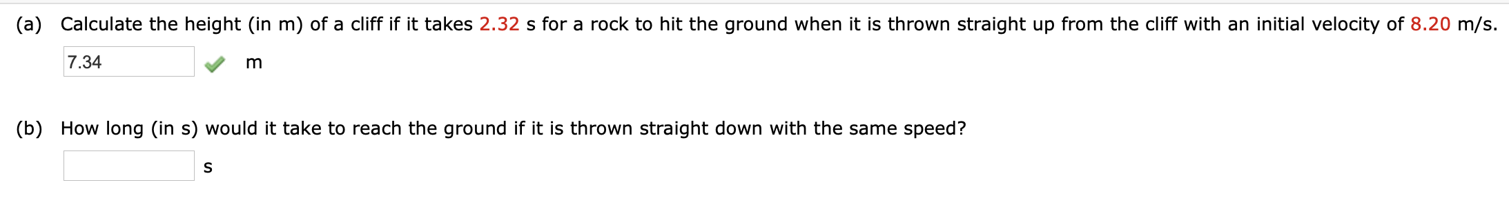 Solved (a) Calculate the height (in m) of a cliff if it | Chegg.com