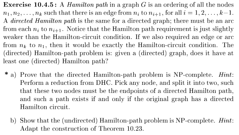 Solved Exercise 10.4.5: A Hamilton path in a graph G is an | Chegg.com