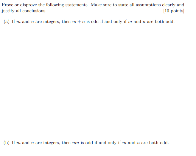 Solved Prove or disprove the following statements. Make sure | Chegg.com