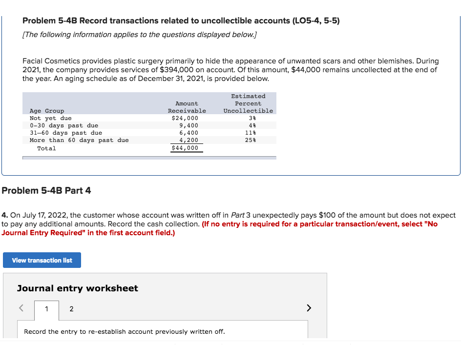 Solved Problem 5-4B Record transactions related to | Chegg.com