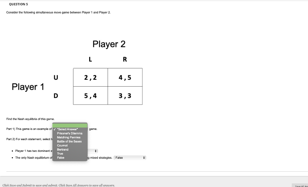 Solved QUESTIONS Consider the following simultaneous move | Chegg.com