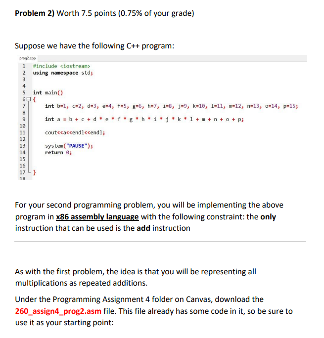 Suppose we have the following C++ program: prog1.cpp | Chegg.com