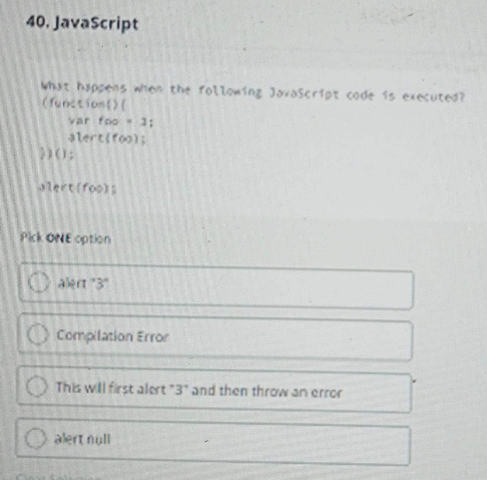 Solved JavascriptWhat hapsens when the following Jarascript | Chegg.com