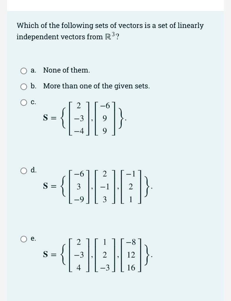 Solved Which of the following is a subspace of R3 ? a. None | Chegg.com