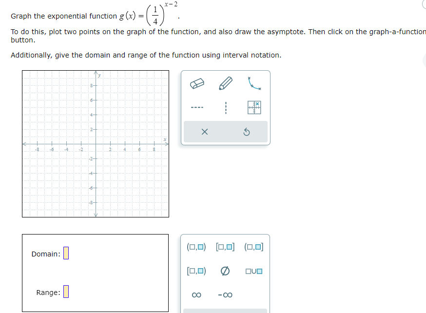 Solved Graph the exponential function g(x)=(41)x−2. To do | Chegg.com