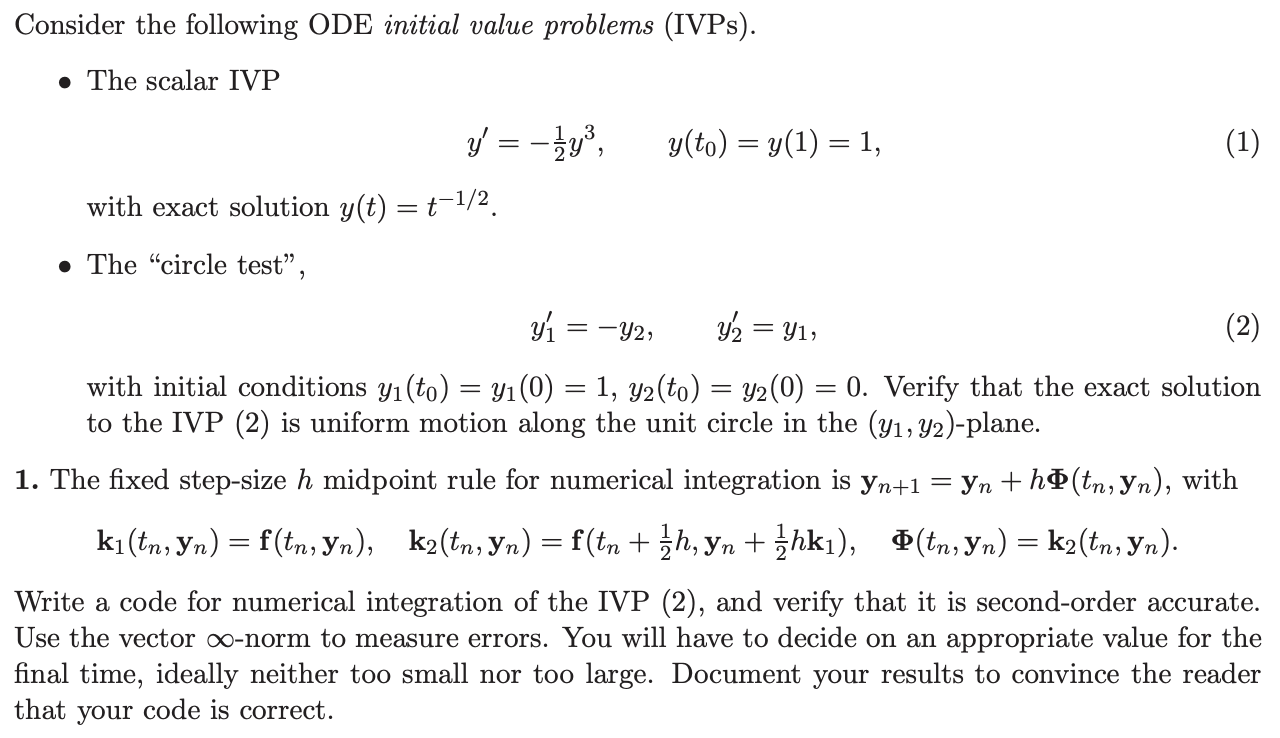 Solved Consider the following ODE initial value problems | Chegg.com