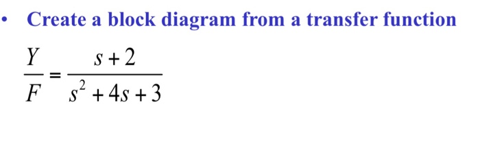Solved Create a block diagram from a transfer function Y s | Chegg.com
