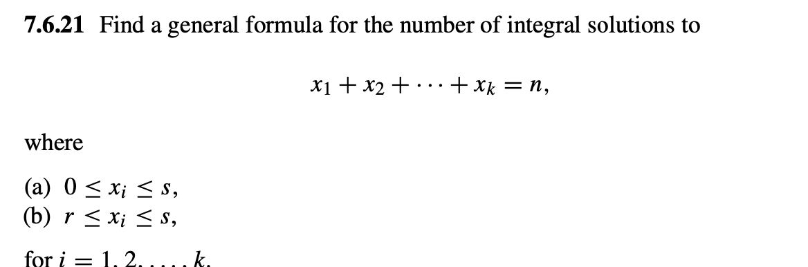 Solved Find a general formula for the number of integral | Chegg.com