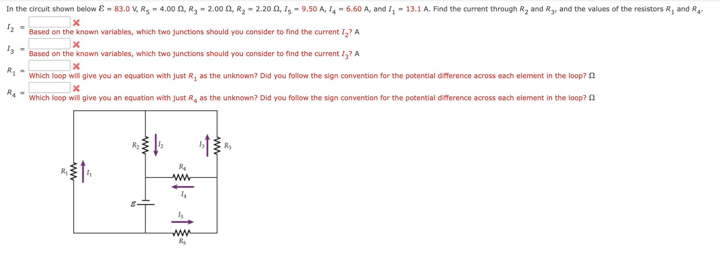 Solved I2= Based on the known variables, which two junctions | Chegg.com